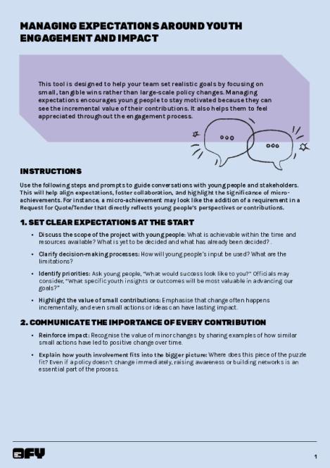 Mini guide 7: Managing expectations around youth engagement and impact ...